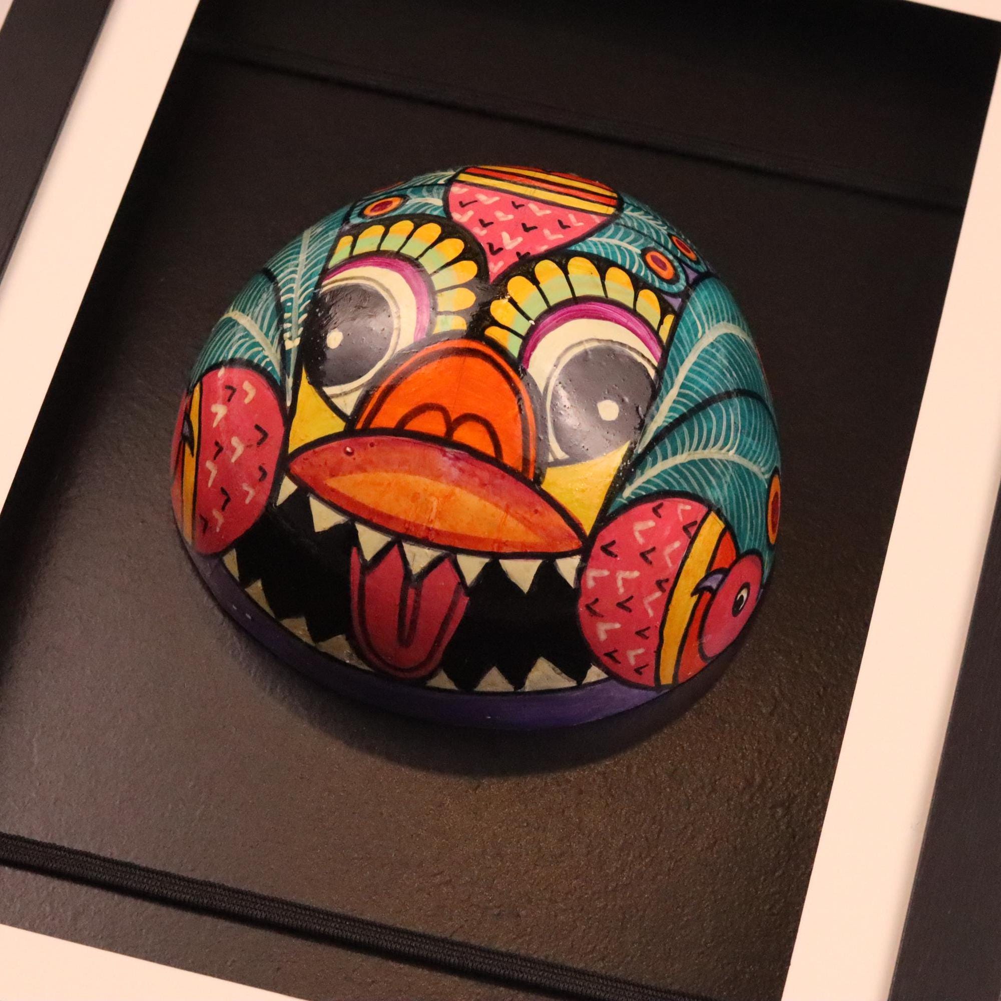 Hand-painted Coconut Shell Wall Art | Unique Framed Home Décor ...