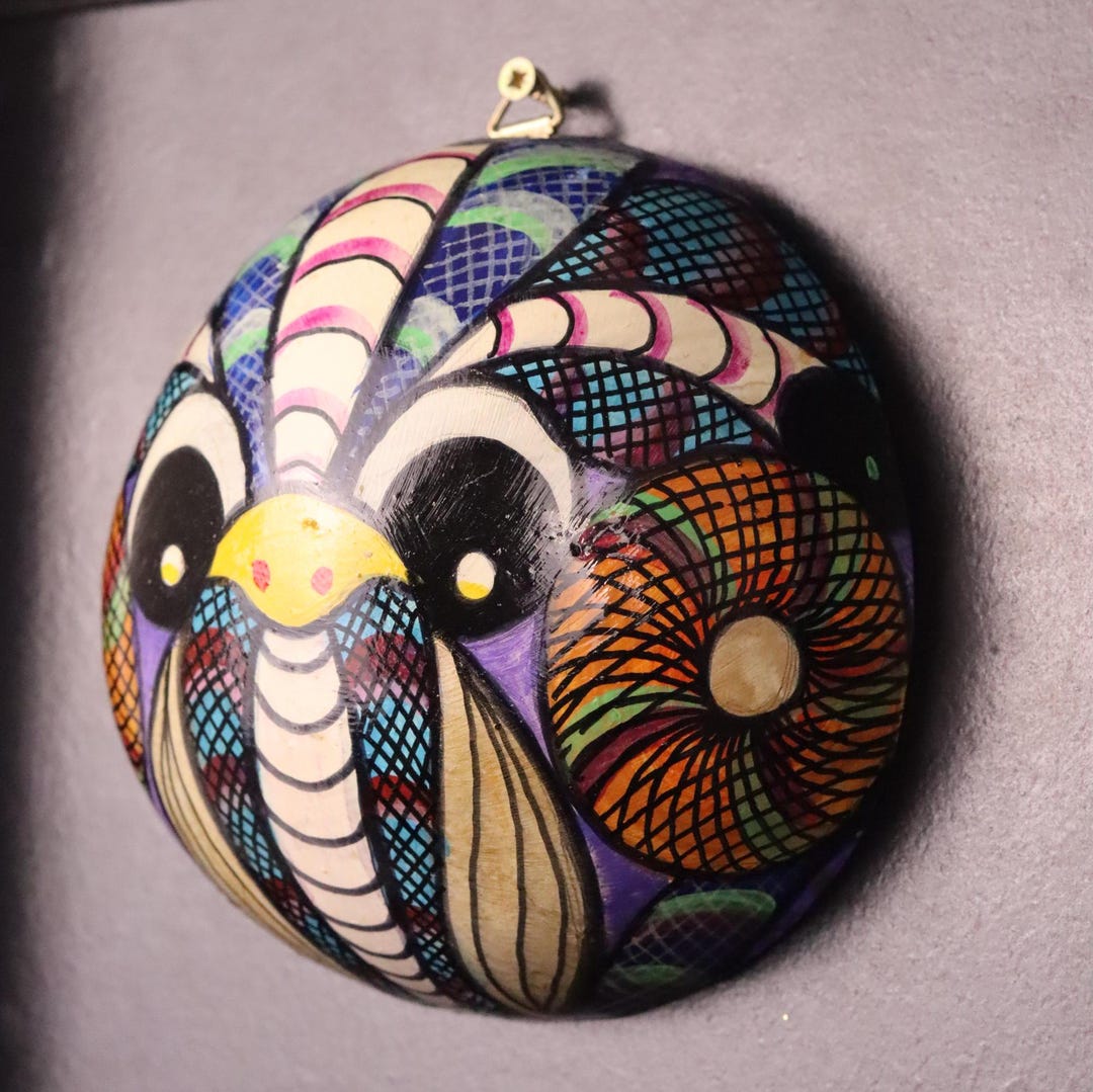 Hand-painted Coconut Shell Wall Art | Unique Framed Home Décor ...