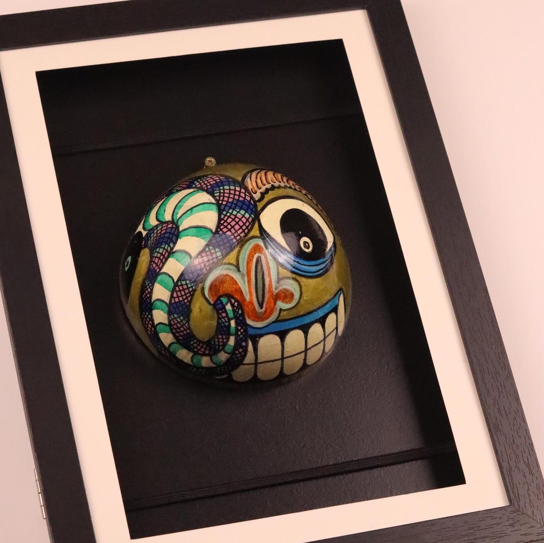 Hand-painted Coconut Shell Wall Art | Unique Framed Home Décor ...