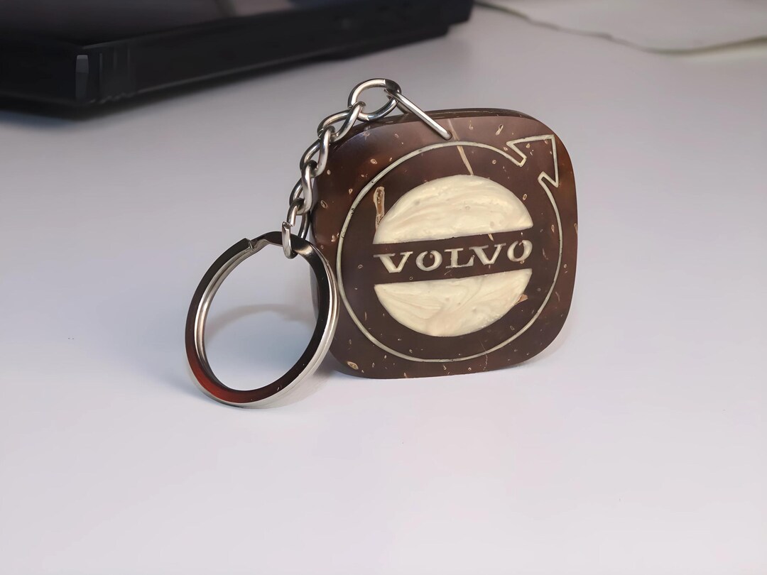 Handmade Volvo Logo Keychain: Rustic Coconut Shell Car Keyring - Etsy