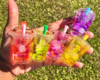 Liquid Bubble Tea Keychain - Etsy