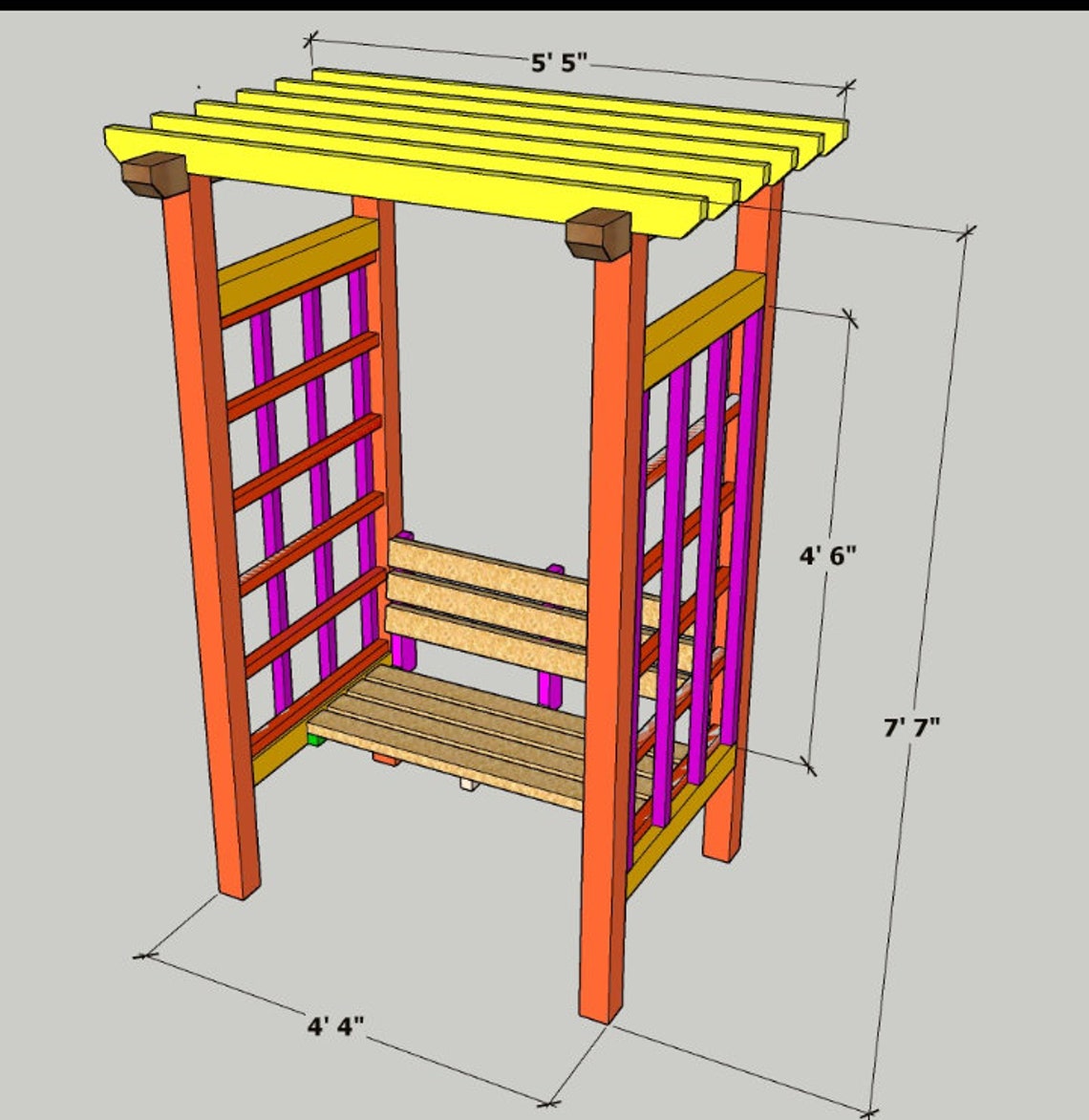 DIY Arbor Bench Plans, Garden Arbor Seat Plans, Pergola Plans, Outdoor ...