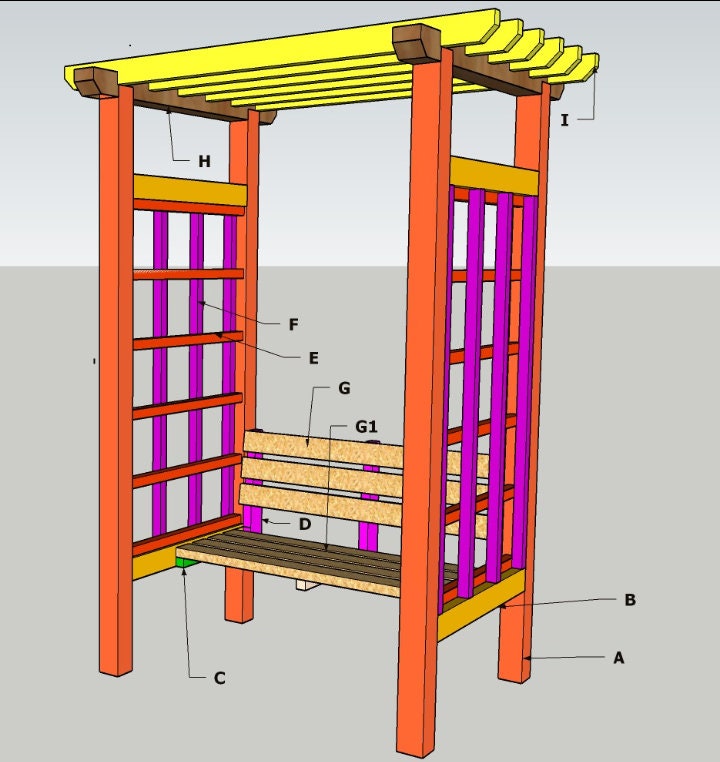 DIY Arbor Bench Plans, Garden Arbor Seat Plans, Pergola Plans, Outdoor ...