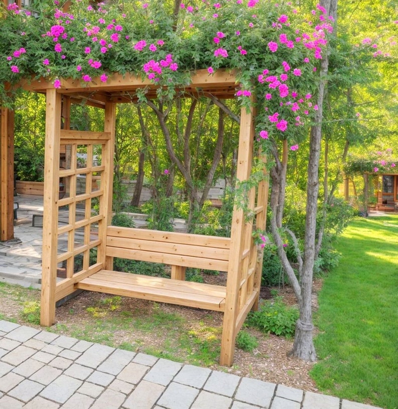 DIY Arbor Bench Plans, Garden Arbor Seat Plans, Pergola Plans, Outdoor ...