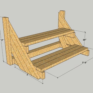 DIY Two-tier Wooden Stair Step Plan for Outdoor/pdf Step Plans/stair ...