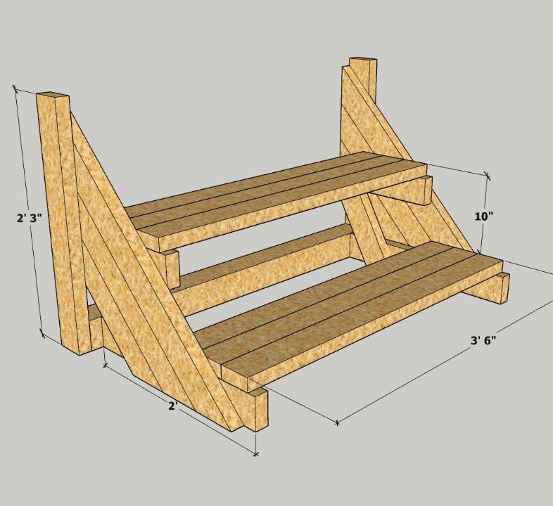 DIY Two-tier Wooden Stair Step Plan for Outdoor/pdf Step Plans/stair ...