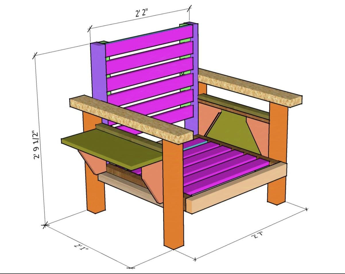DIY Outdoor Chair With Table Plan Pdf,outdoor/indoor Chair Plan,garden ...
