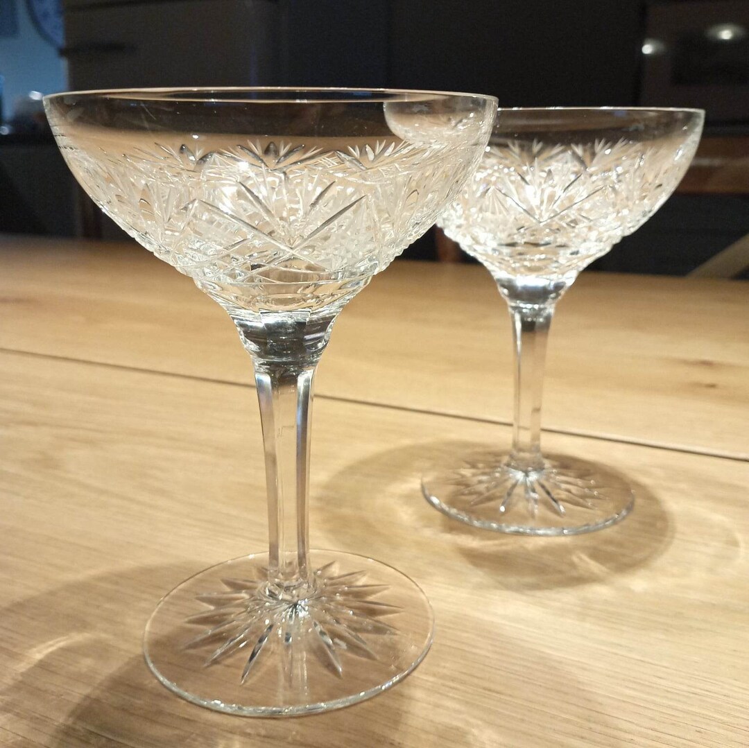 Set of 2 Beautiful Vintage Champagne Glasses in Crystal Champagne ...