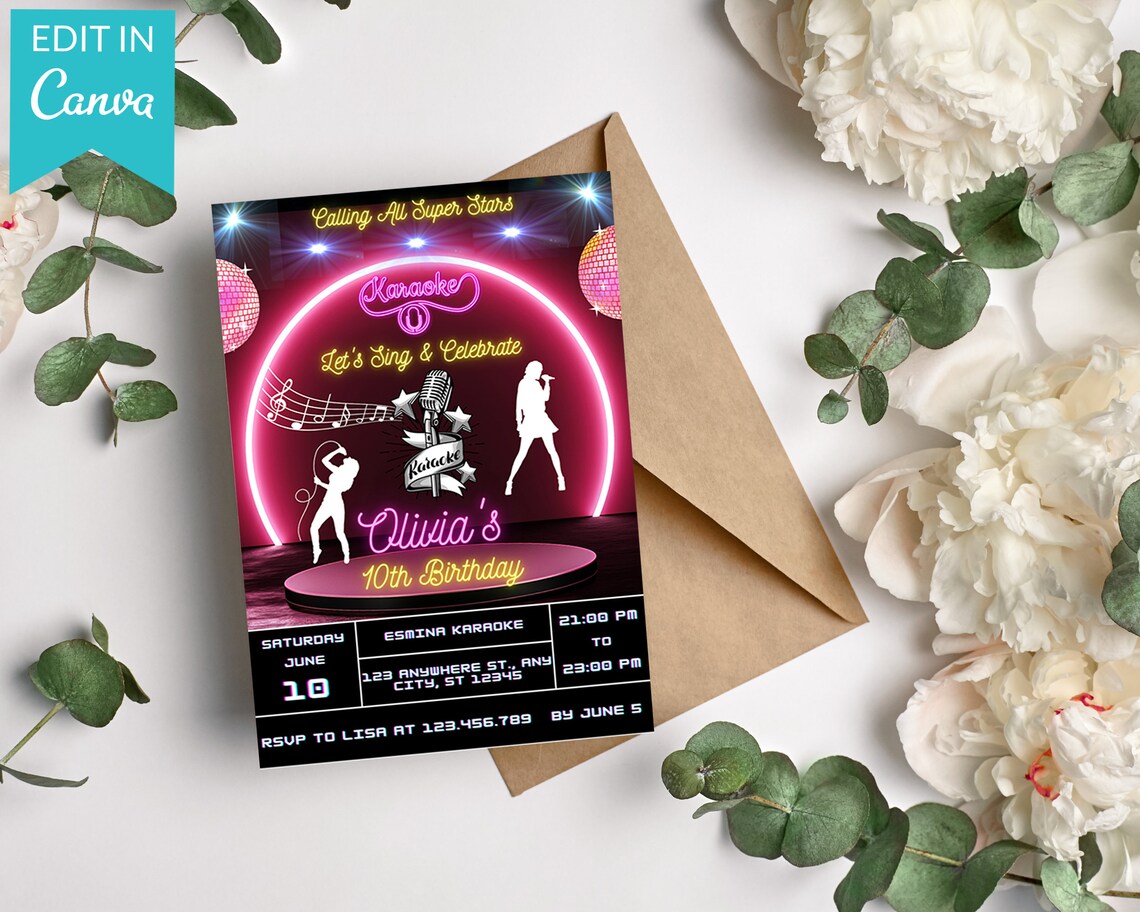 Singing Birthday Party Invitation Karaoke Birthday Party - Etsy