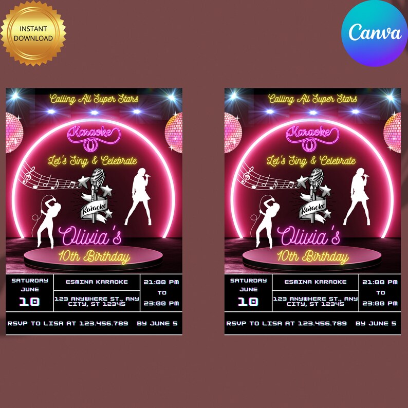 Singing Birthday Party Invitation Karaoke Birthday Party - Etsy