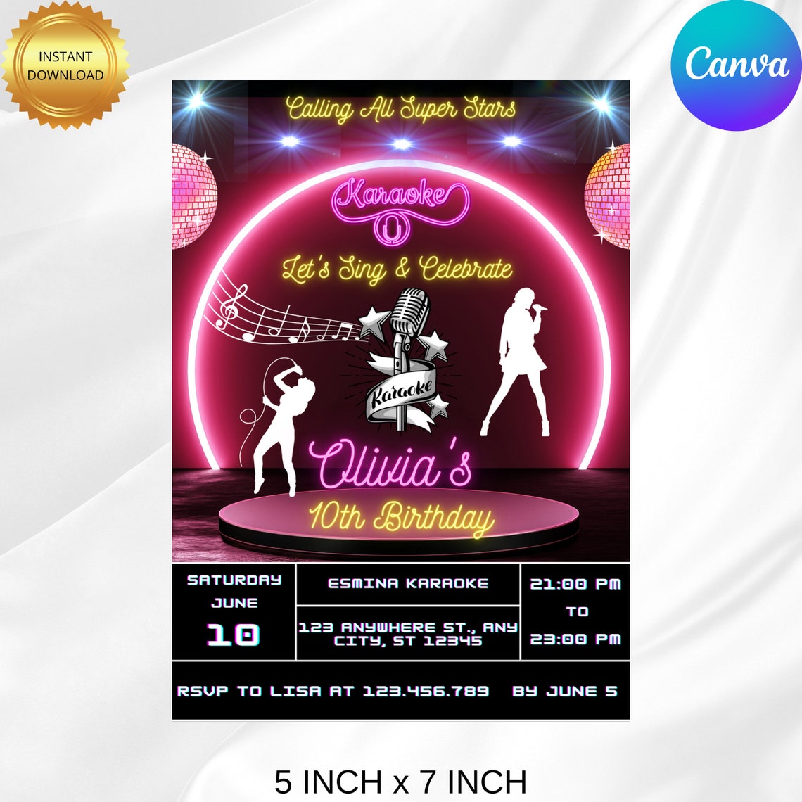 Singing Birthday Party Invitation Karaoke Birthday Party - Etsy