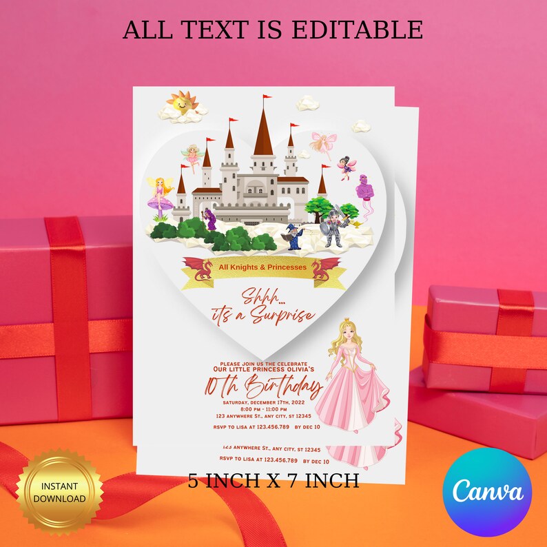 Editable Castle Birthday Invitation Surprise Birthday Party - Etsy