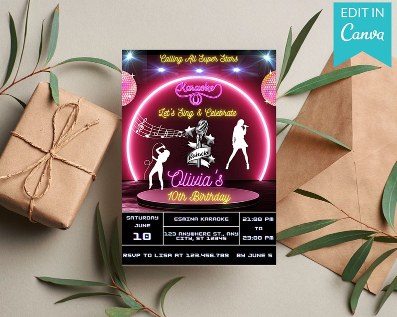 Singing Birthday Party Invitation Karaoke Birthday Party - Etsy