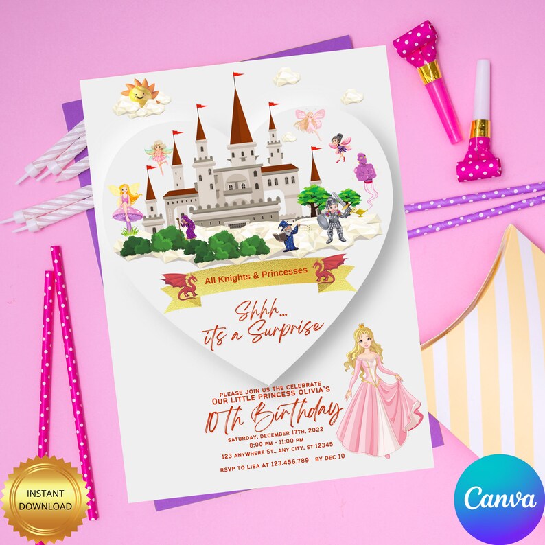 Editable Castle Birthday Invitation Surprise Birthday Party - Etsy