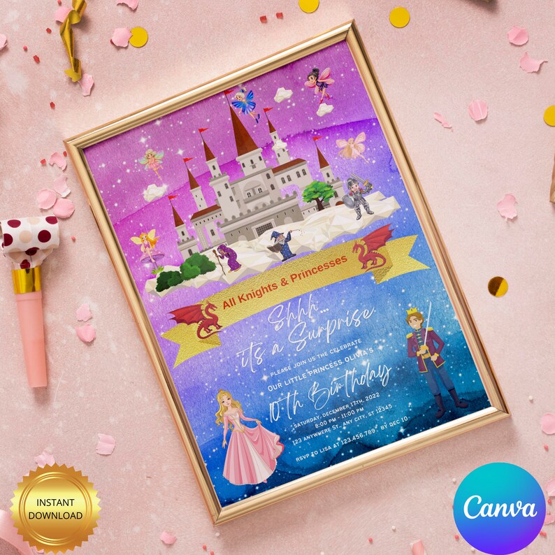 Editable Castle Birthday Invitation Surprise Birthday Party - Etsy