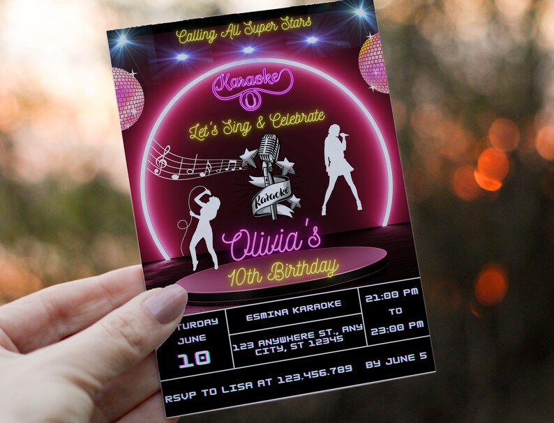 Singing Birthday Party Invitation Karaoke Birthday Party - Etsy