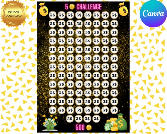 5 Dollars Challenge 5 Dollars Bill Challenge Savings - Etsy