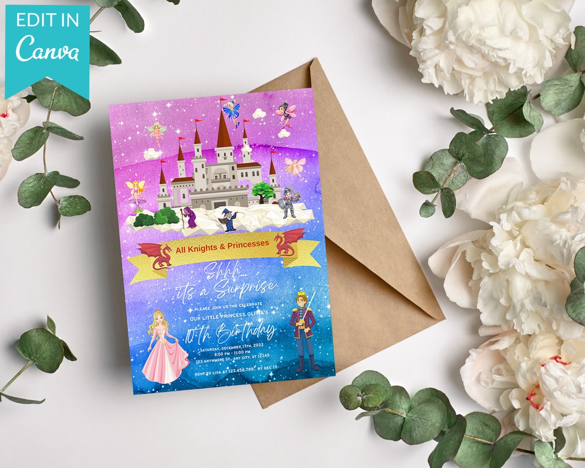 Editable Castle Birthday Invitation Surprise Birthday Party - Etsy