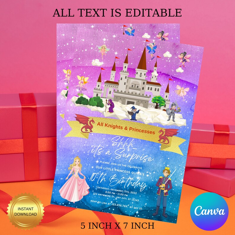 Editable Castle Birthday Invitation Surprise Birthday Party - Etsy