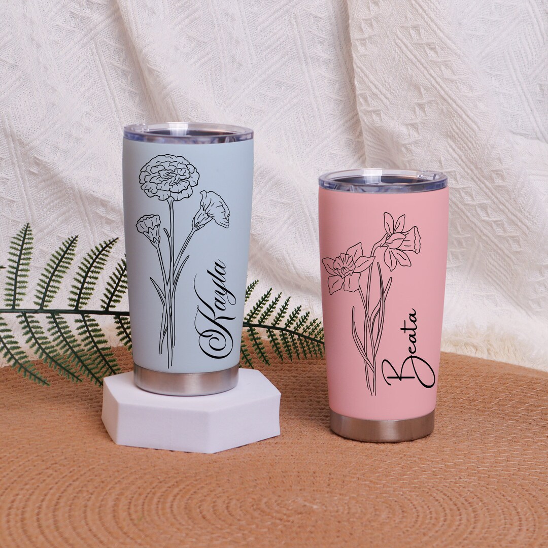 Personalized 20oz Tumbler With Birth Flower, Custom Print Tumbler ...