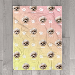 Personalized Pet Head Face Blanket, Pet Blanket, Picture Blanket With ...