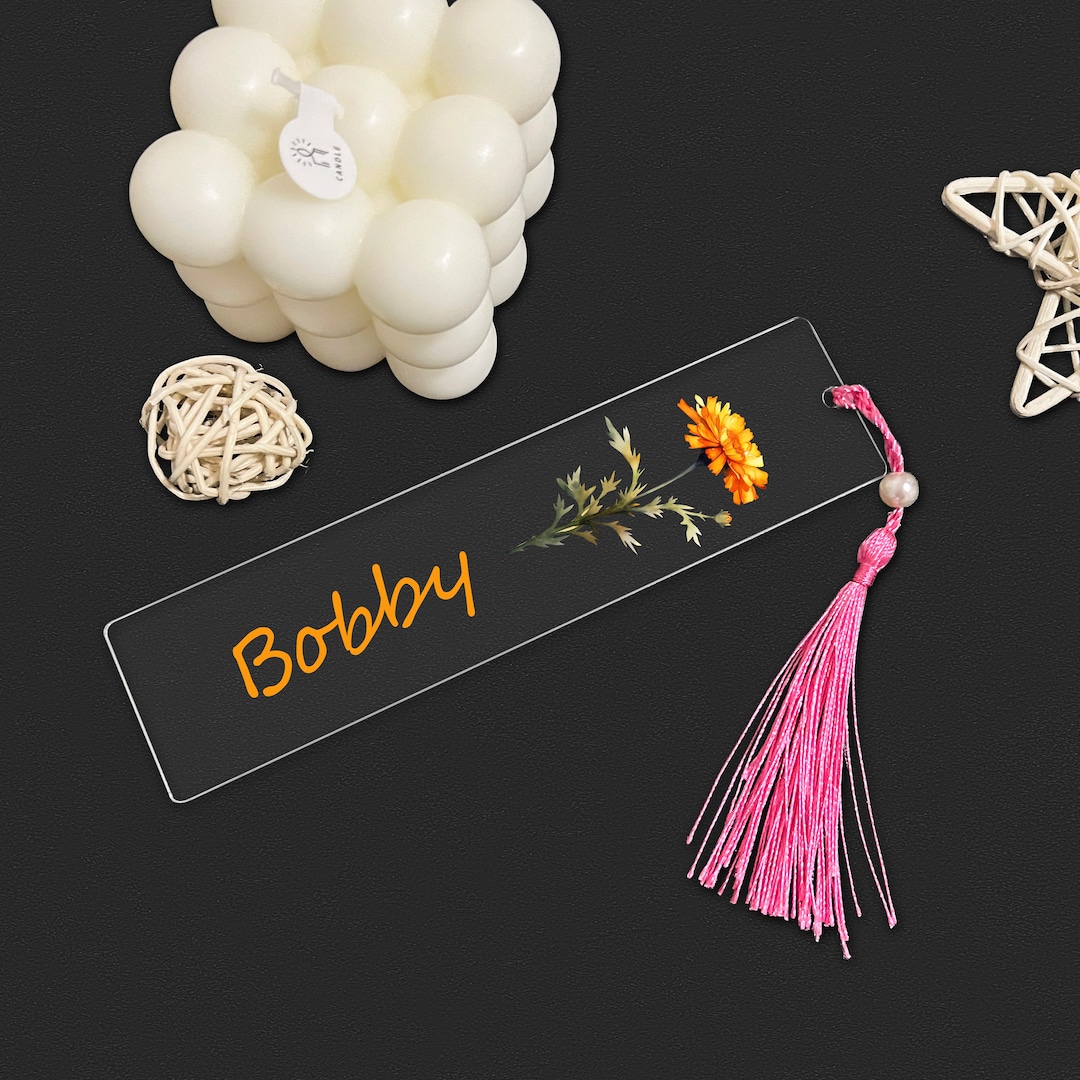 Birth Flower Bookmark, Personalized Floral Acrylic Bookmark, Bookmark ...