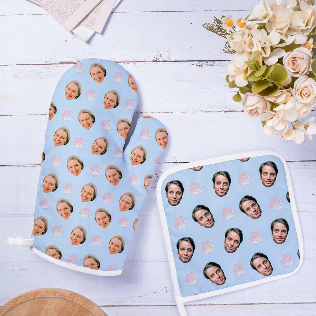 Custom Faces Oven Gloves, Pot Holders Personalized Photo Oven Mitts ...