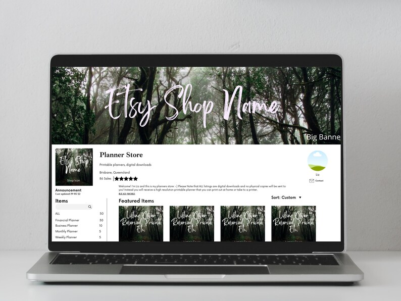 Dark Forest Etsy Shop Banner Set, Witchy Nature Etsy Banner, Etsy Shop ...