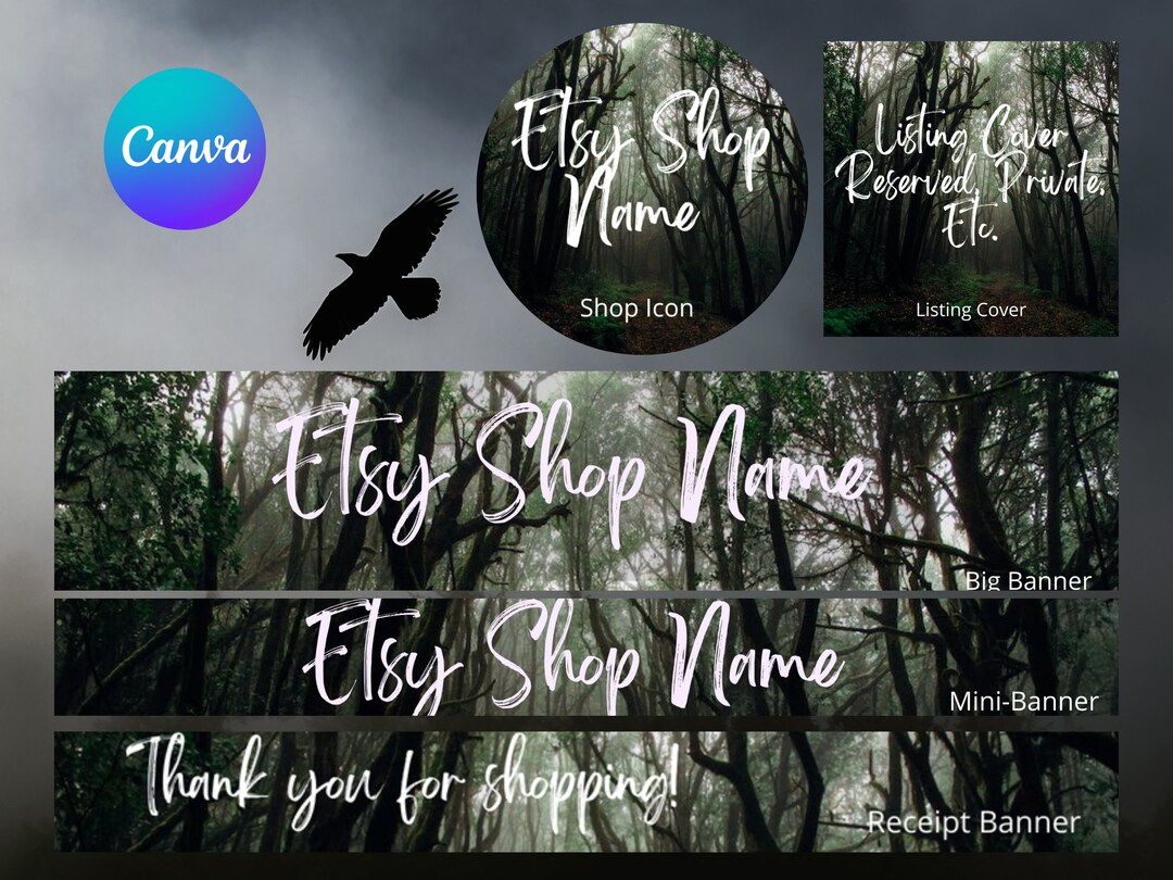 Dark Forest Etsy Shop Banner Set, Witchy Nature Etsy Banner, Etsy Shop Kit, Etsy Shop Logo - Etsy