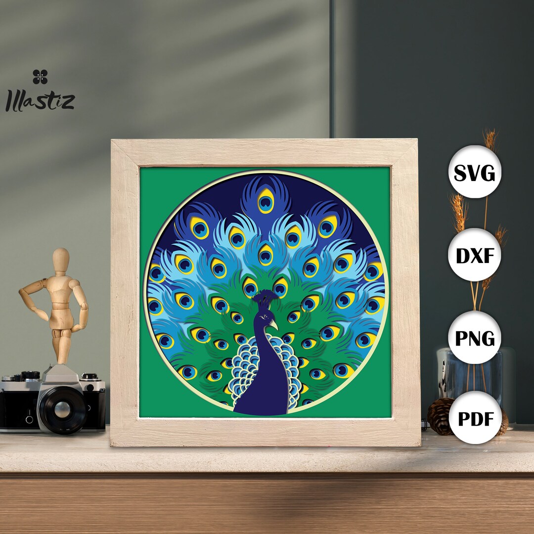 PEACOCK Shadow Box Svg, PEACOCK Paper Cut Light Box, 3D PEACOCK Shadow ...