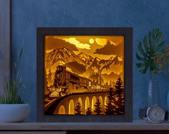 Train Shadow Box Svg - Etsy UK