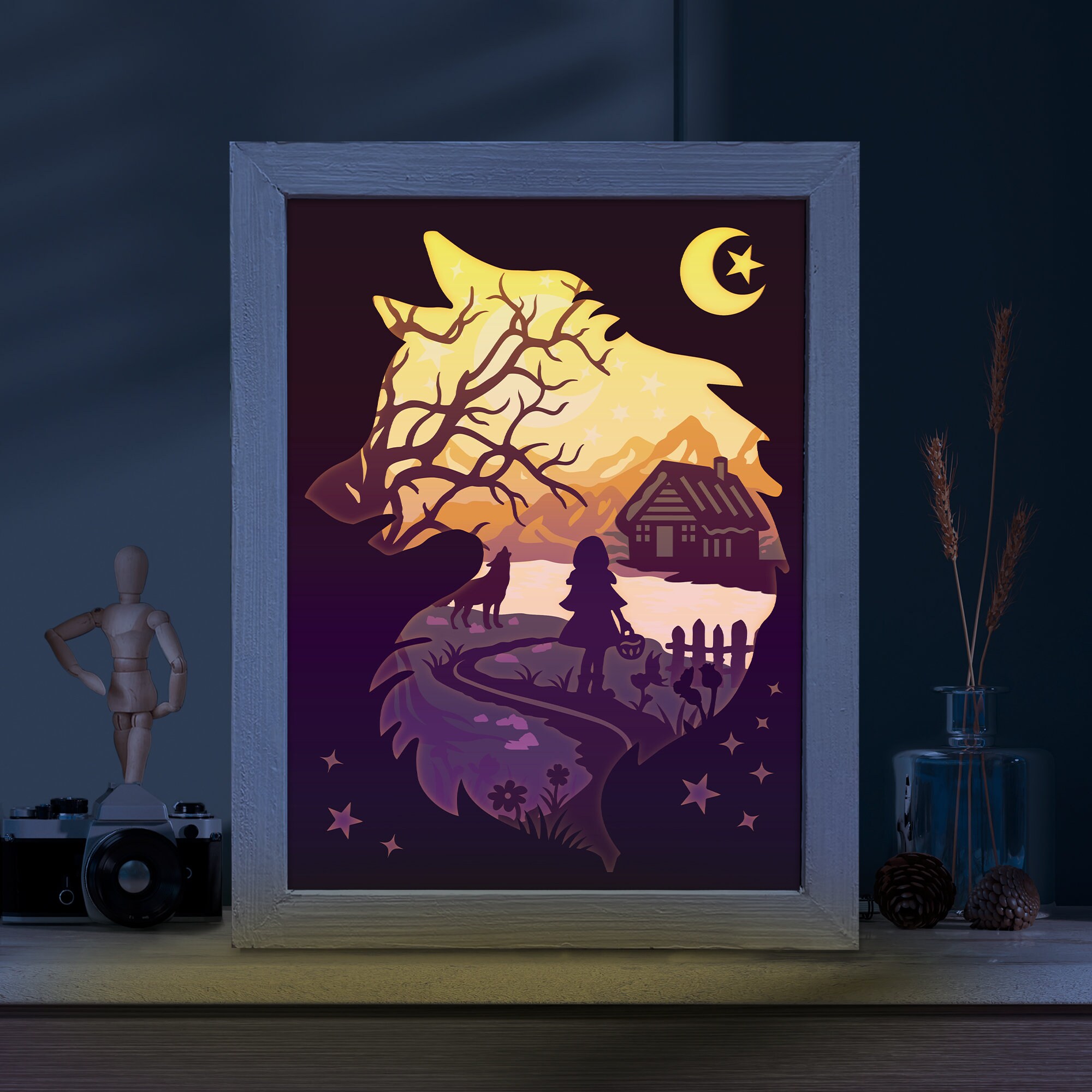 Wolf Shadow Box Svg Wolf Paper Cut Light Box 3D Wolf Shadow - Etsy
