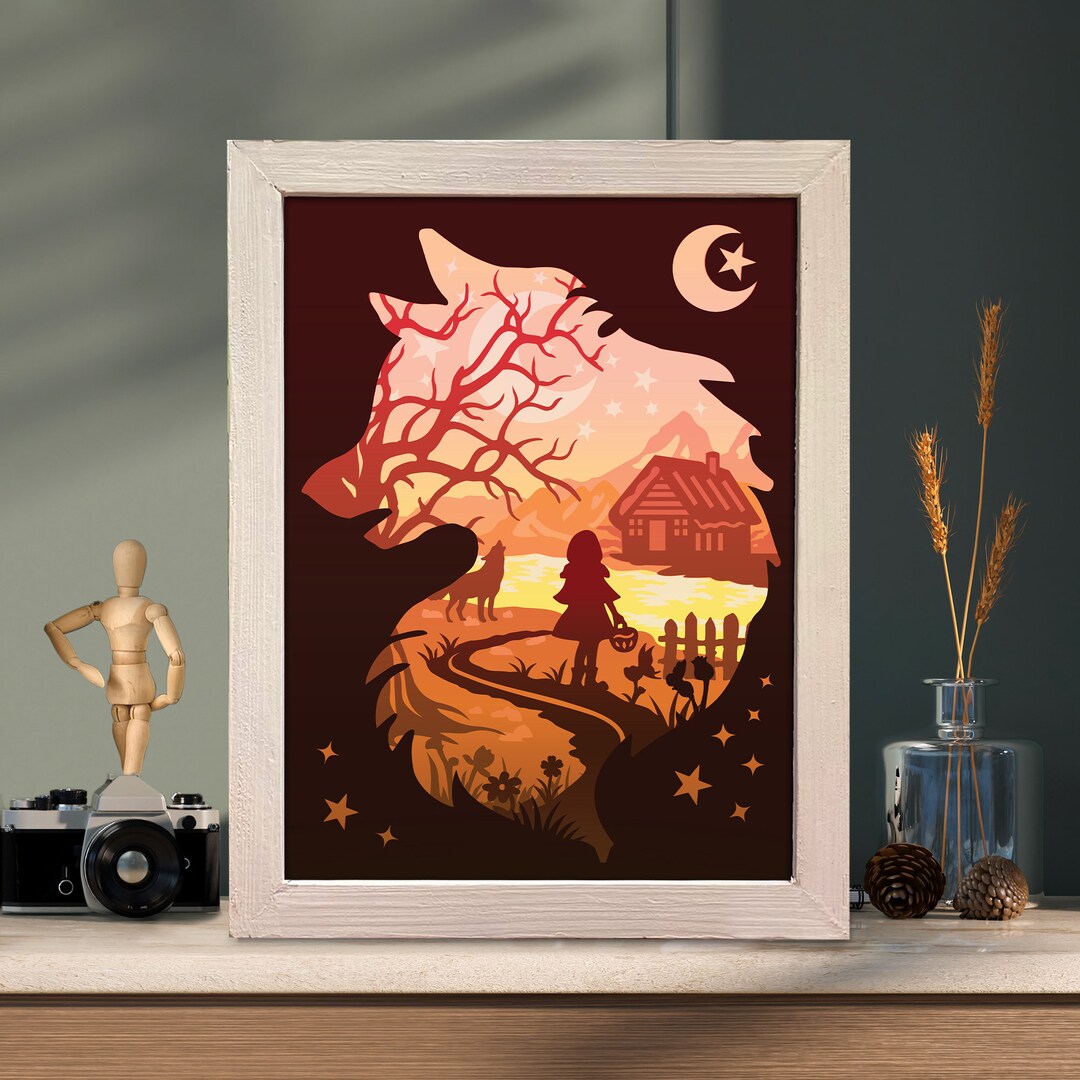 Wolf Shadow Box Svg Wolf Paper Cut Light Box 3D Wolf Shadow - Etsy