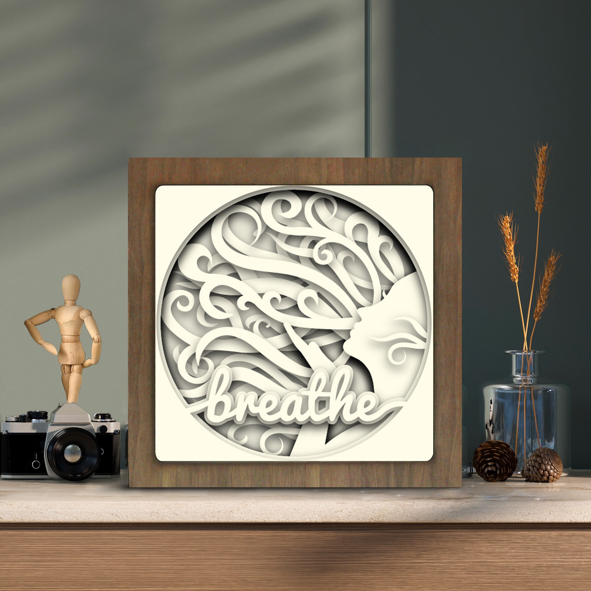 Breathe Svg Light Box Breathe 3D Paper Cut Breathe Shadow - Etsy