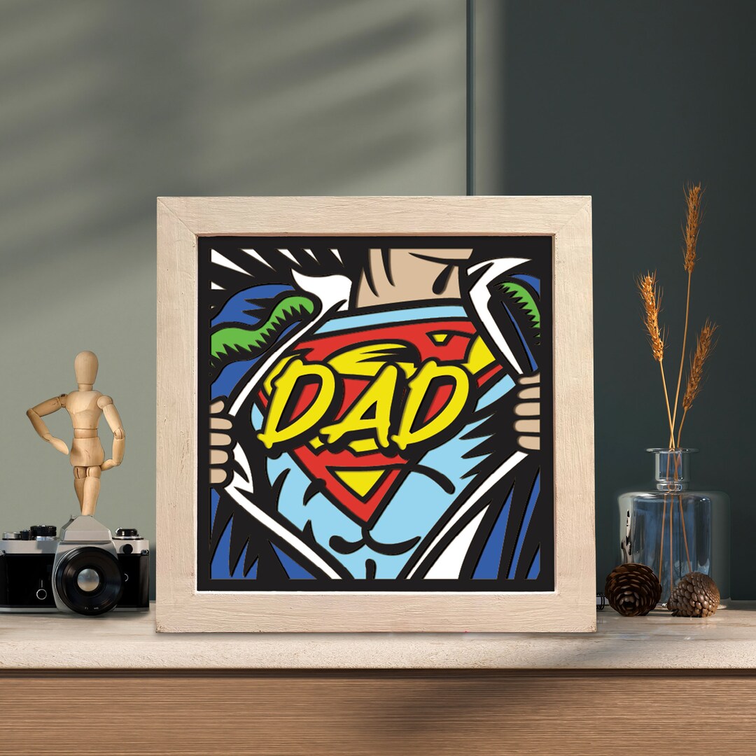 Super Dad Shadow Box Svg Super Dad Paper Cut Light Box 3D - Etsy
