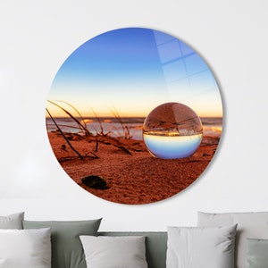 Glass Wall Art, Glass Printing, Mural Art, Sphere Reflection Wall Decor ...