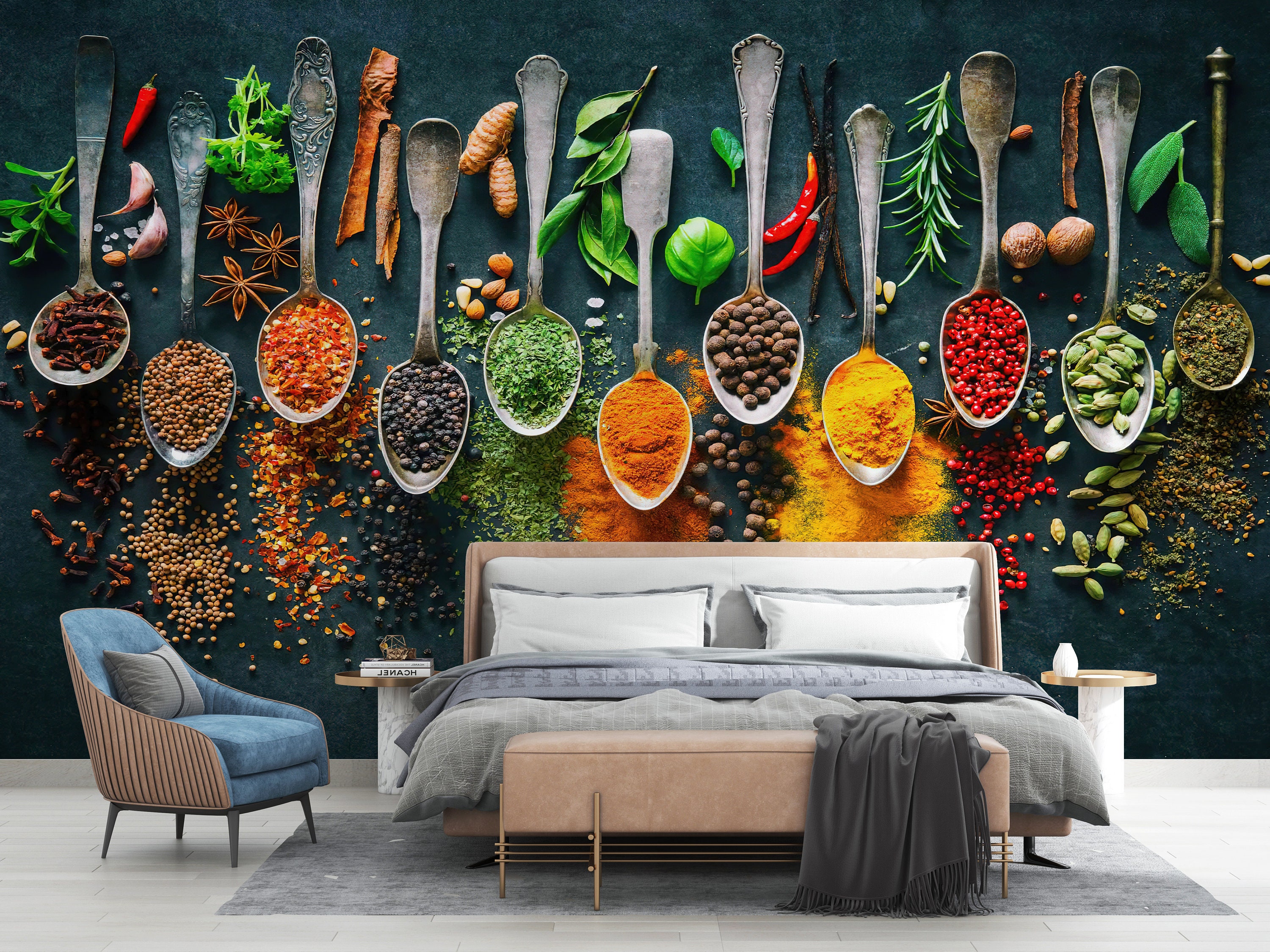 Spices Kitchen Wall Art Indian Spices Wallpaper Abstract - Etsy