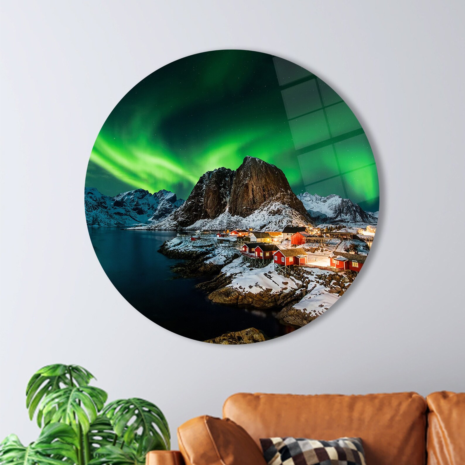 Glass Wall Art, Glass Wall Decor, Mural Art, Northern Lights Landscape ...