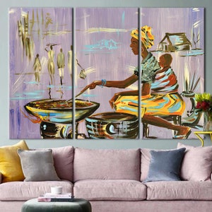 African Mother Cooking, African Canvas, African Woman Artwork ...