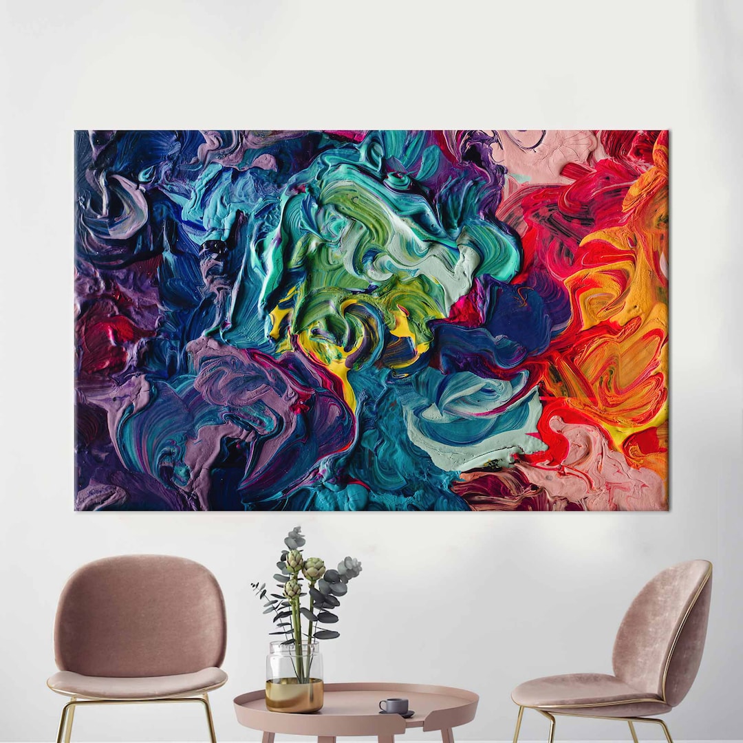Colorful, Different Color Canvas Art, Contemporary Canvas Art, Oil ...
