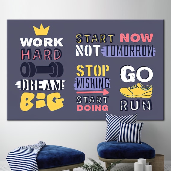 Work Hard Quote Art Canvas Success Wall Decor Inspirational - Etsy