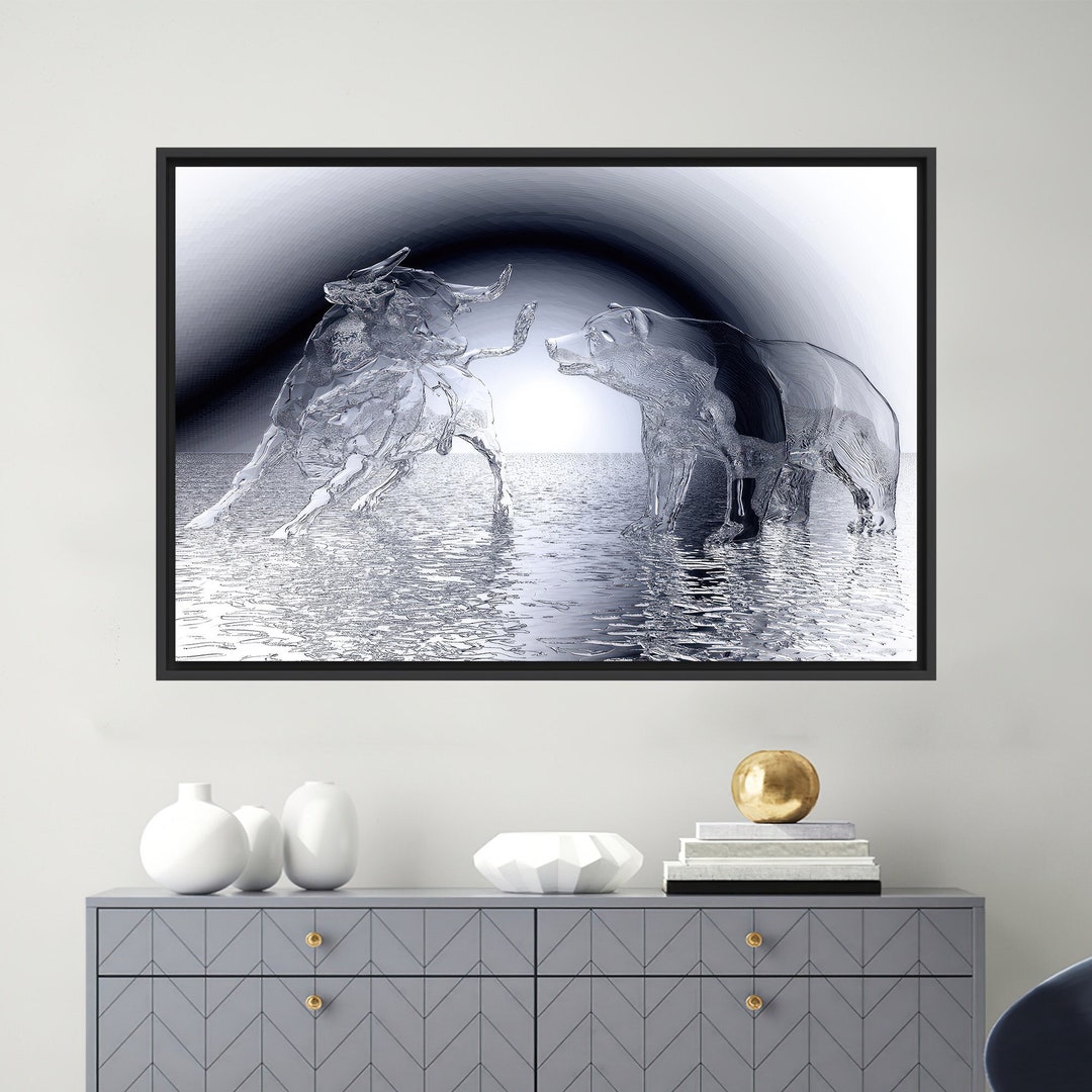 Bull and Bear Canvas Art, Bear Canvas Poster, Personalized Gift, Bull ...