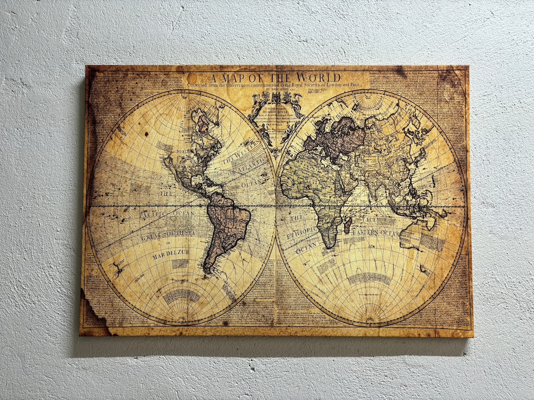 Old World Map, Vintage Map Printed, Old World Map Art Canvas, Map Wall ...