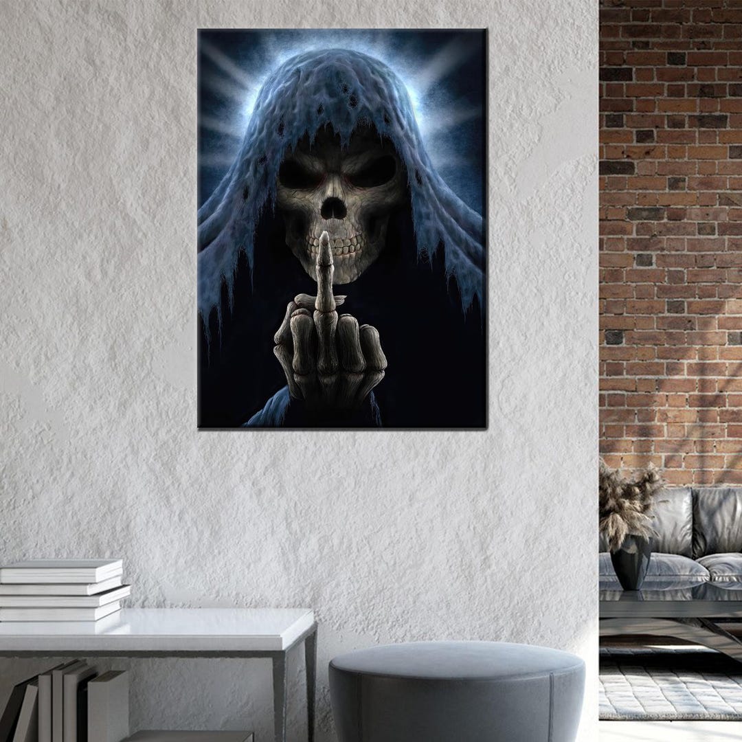Middle Finger Wall Hangings, Satanic Demon Canvas Print, Modern Poster ...