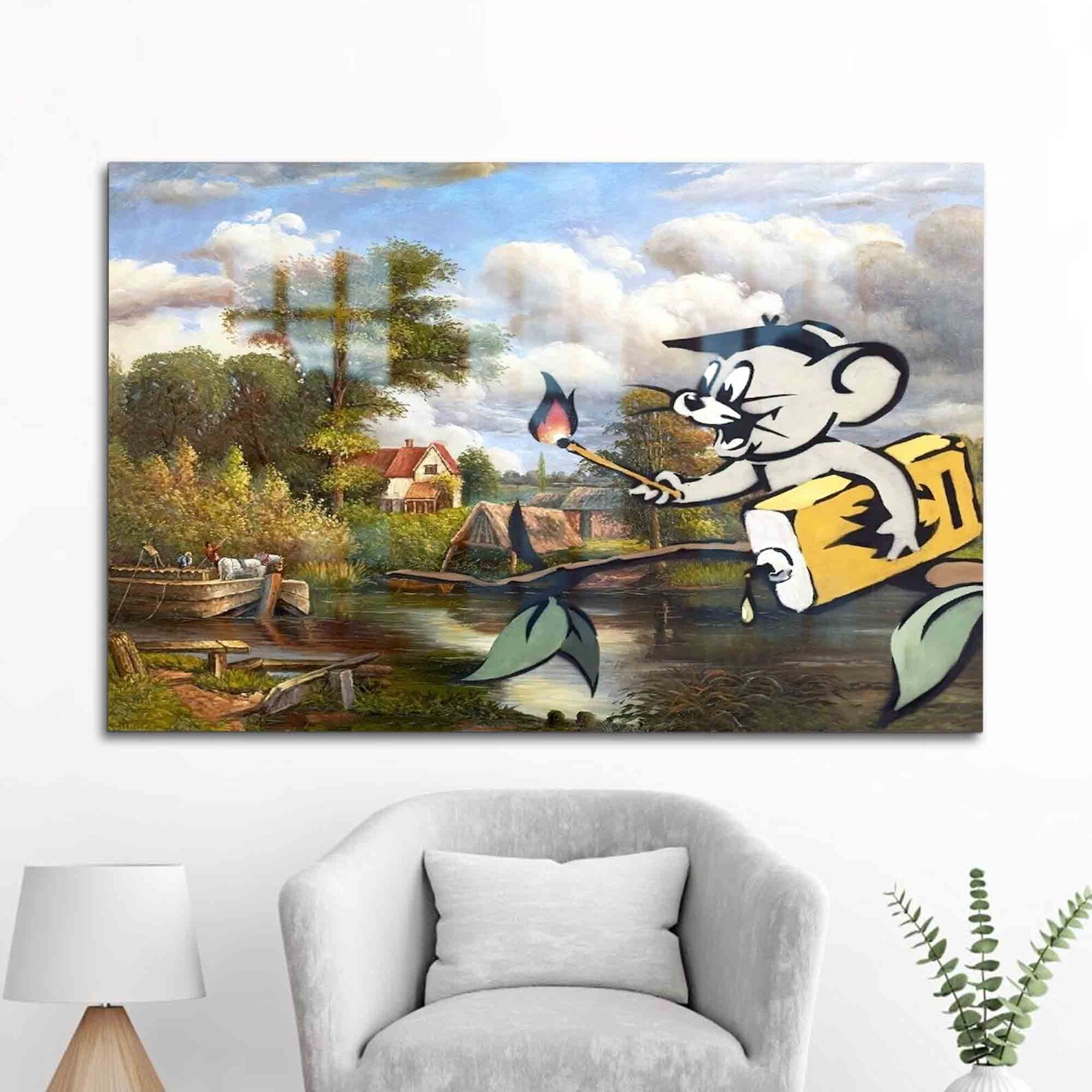 Wall Art, Mural Art, Glass Wall Decor, Banksy Corrupted Oil Jerry ...