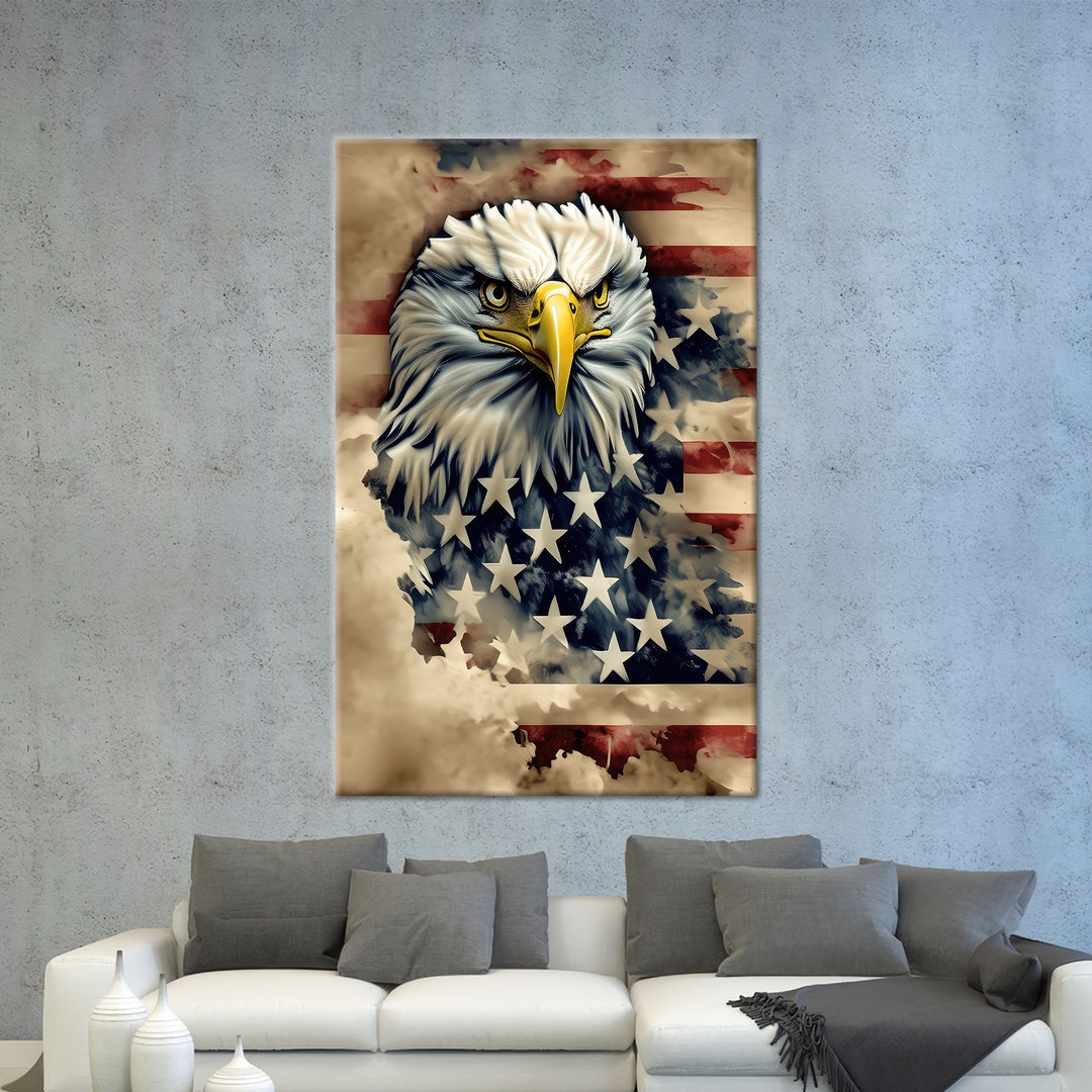 Modern Artwork, American Flag Canvas Print, American Wall Decor, Flag ...