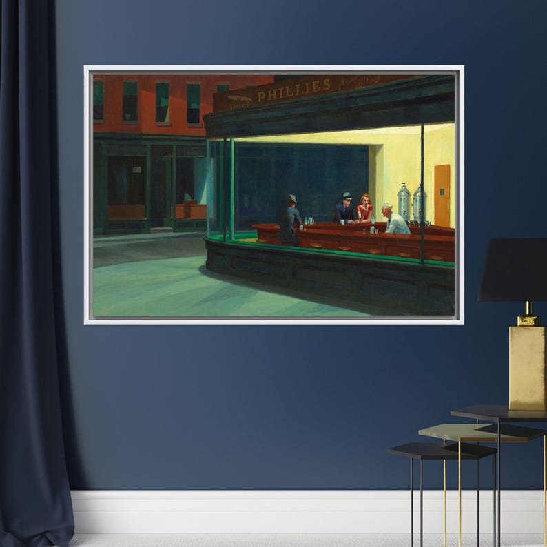 Edward Hopper Nighthawks Canvas Wall Art, Iconic Diner at Night Poster ...