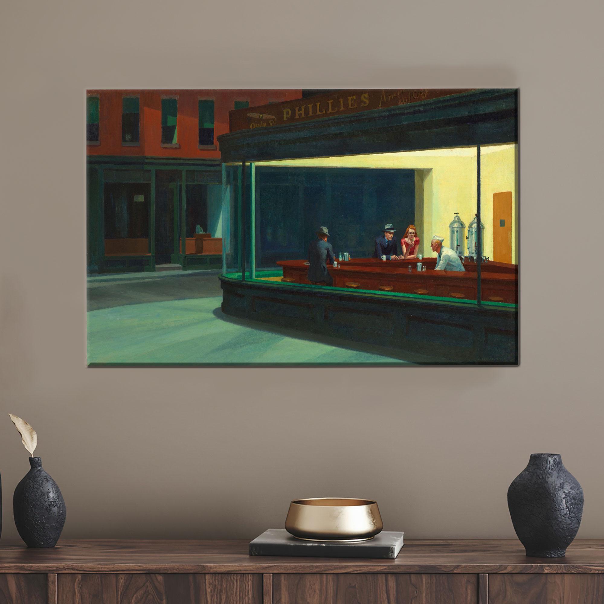 Edward Hopper Nighthawks Canvas Wall Art, Iconic Diner at Night Poster ...