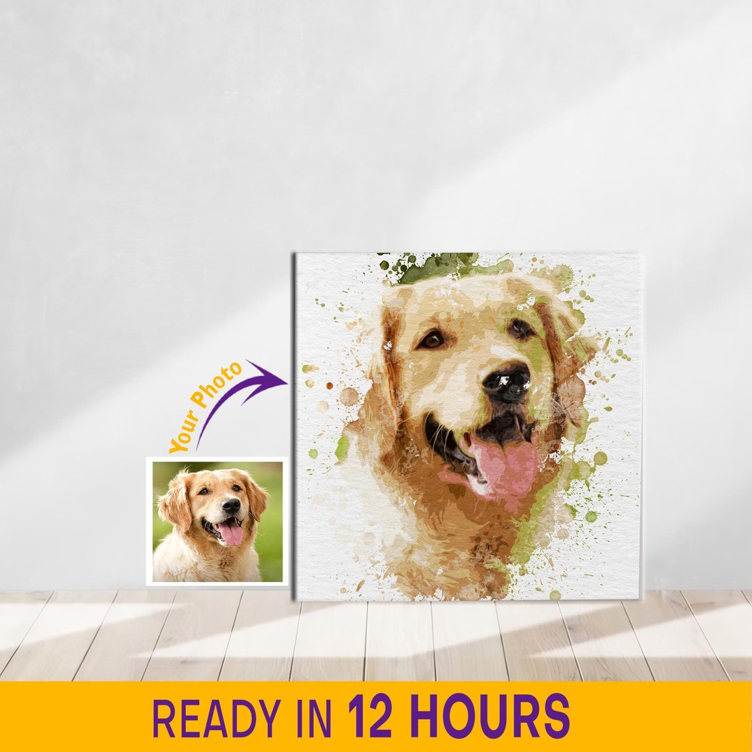 Custom Pet Portrait From Photo, Personalized Pet Gift, Pet Canvas ...