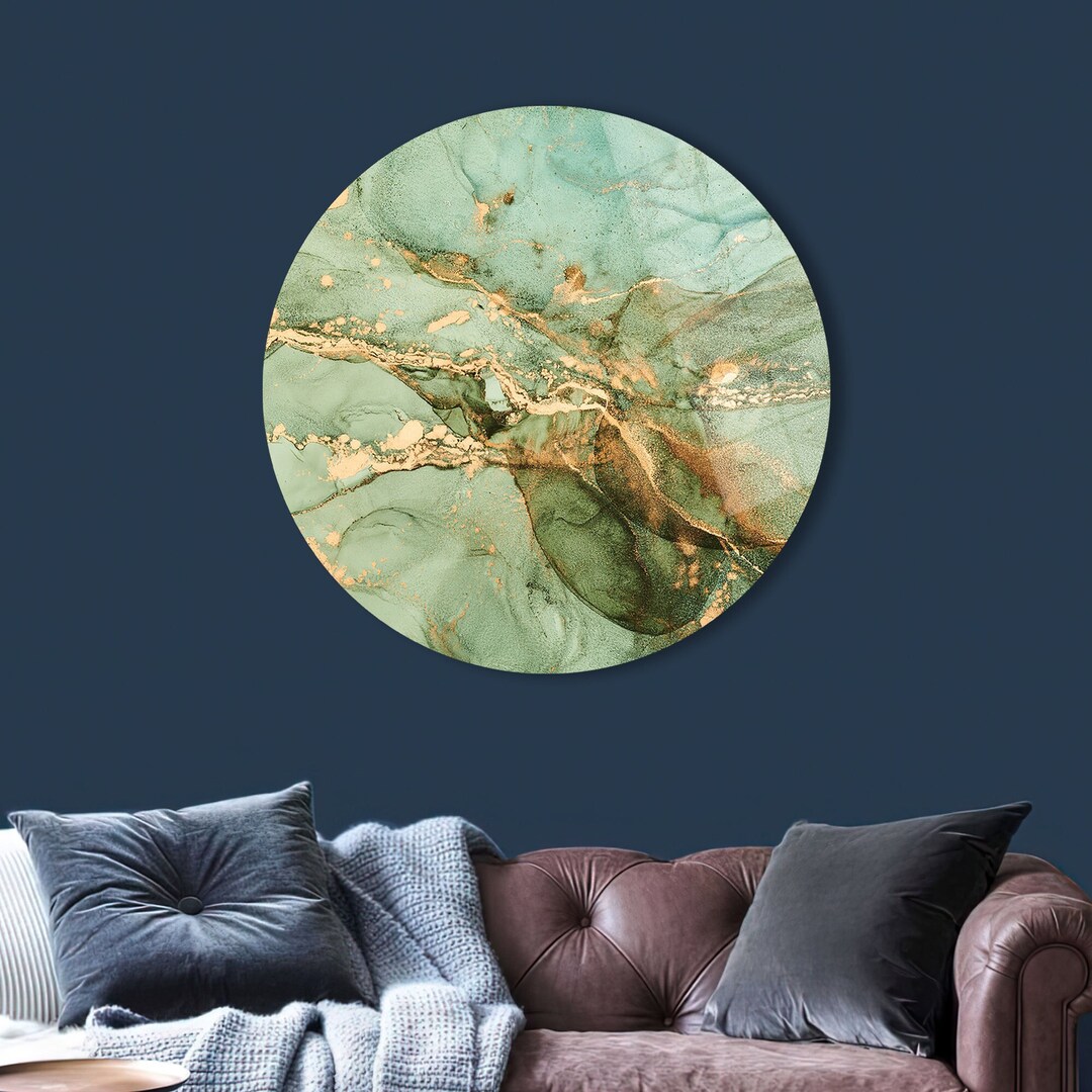 Mural Art, Glass, Wall Decoration, Green and Gold Marble, Abstract Wall ...